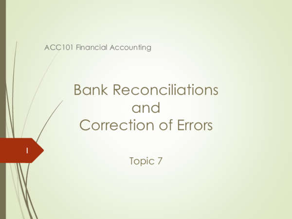 (PPT) Bank Reconciliations and Errors