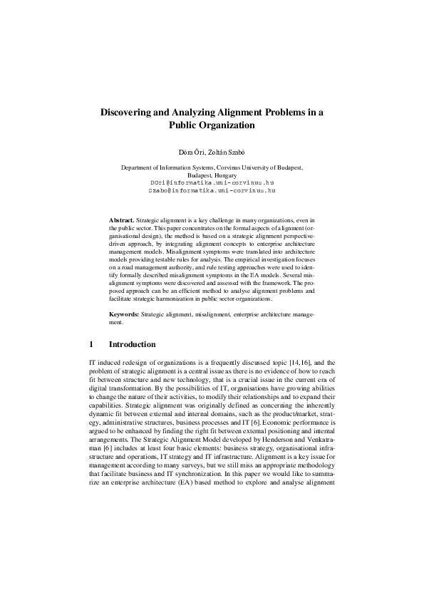 (PDF) Discovering and Analyzing Alignment Problems in a Public Organization