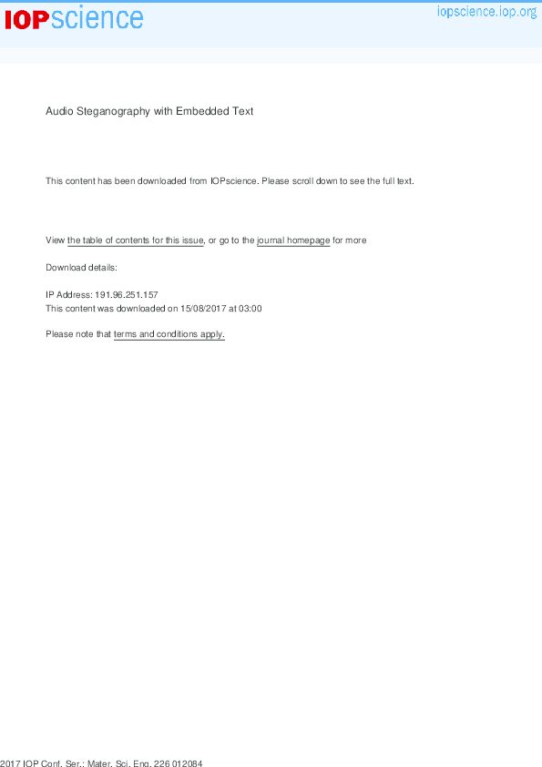 Pdf Audio Steganography With Embedded Text Audio Steganography With Embedded Text