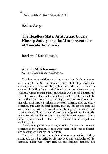 (DOC) The Headless State: Aristocratic Orders, Kinship Society, and the ...