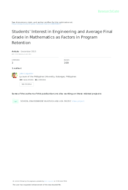 (PDF) Students’ Interest in Engineering and Average Final Grade in ...