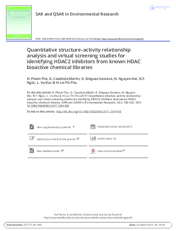 (PDF) SAR and QSAR in Environmental Research Quantitative structure ...