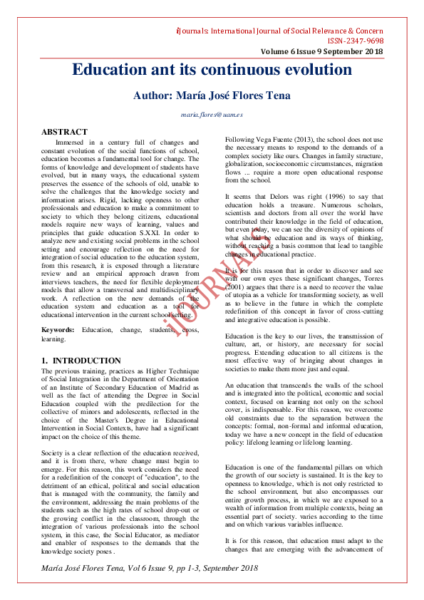 (PDF) Education ant its continuous evolution