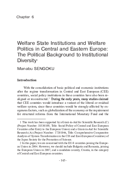 (PDF) Welfare State Institutions and Welfare Politics in Central and ...