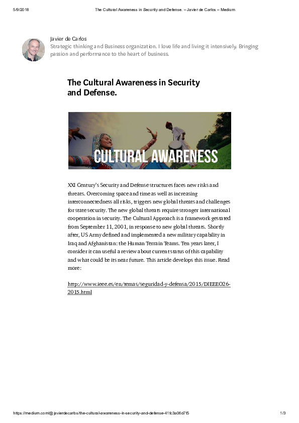 (PDF) The Cultural Awareness in Security and Defense