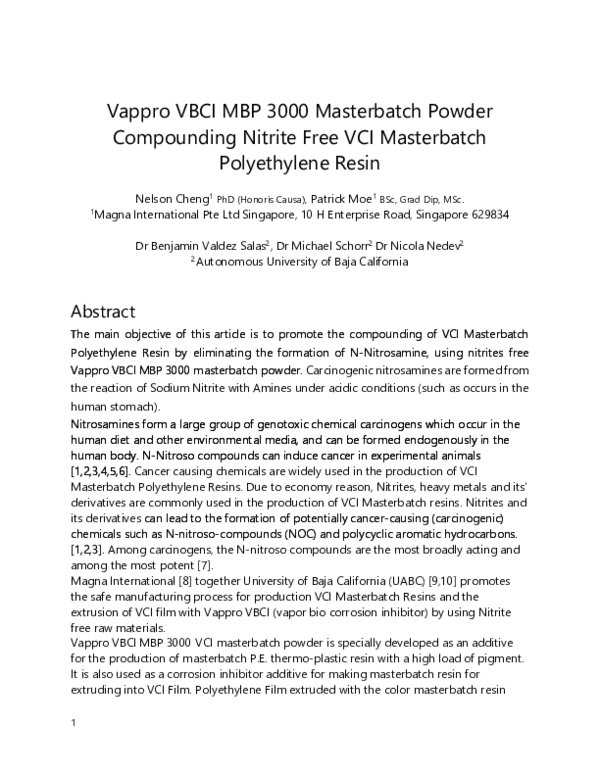(PDF) Vappro VBCI MBP 3000 Masterbatch Powder Compounding Nitrite Free ...
