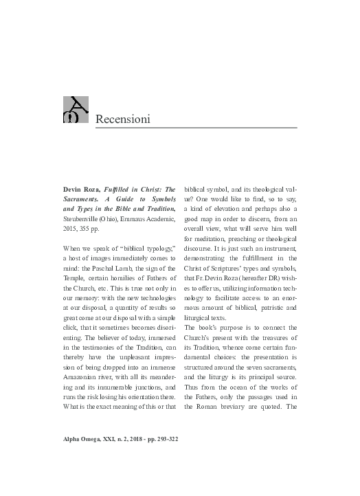 (PDF) Fulfilled in Christ: the Sacraments (Roza - Alpha Omega 2018).pdf