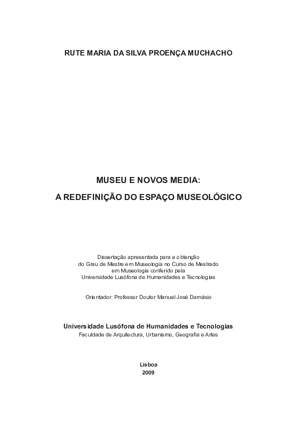 (PDF) MUSEU E NOVOS MEDIA a redefinicao do espaco museologico rute muchacho