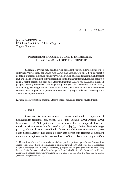 (PDF) Poredbeni frazemi s vlastitim imenima u hrvatskome - korpusni ...