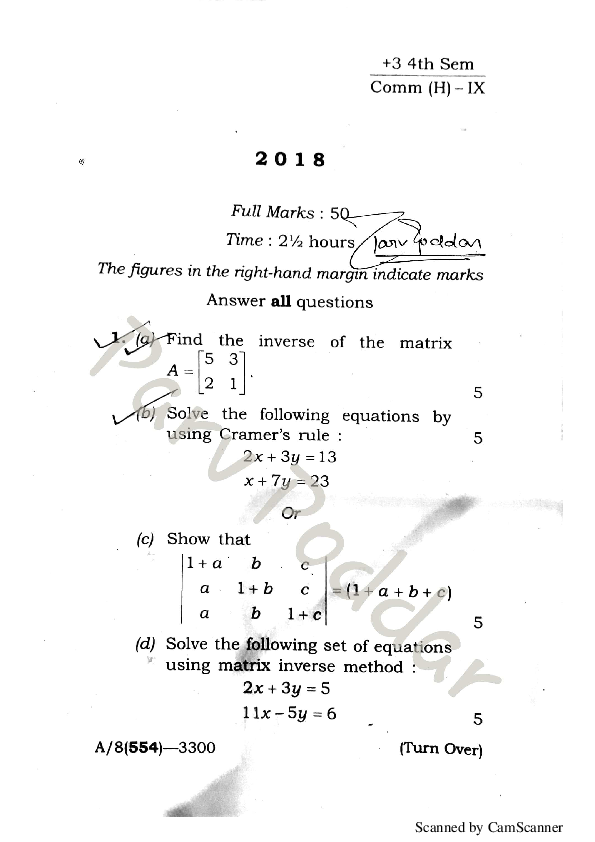 (PDF) Business Mathematics Sems 4 2018-19 CBCS QUESTION PAPER.pdf