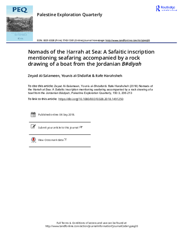 (PDF) Nomads of the Ḥarrah at Sea: A Safaitic inscription mentioning ...