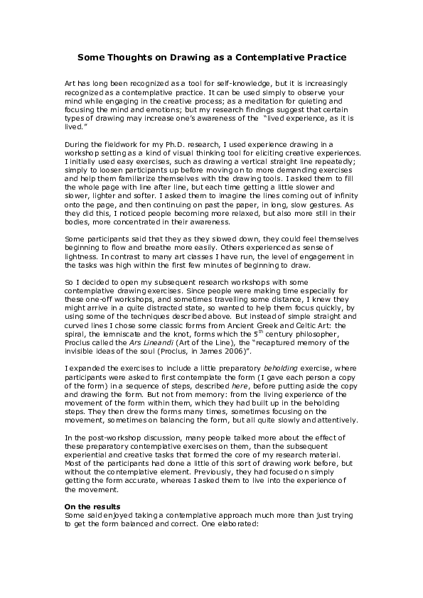 (PDF) Some Thoughts on Drawing as a Contemplative Practice