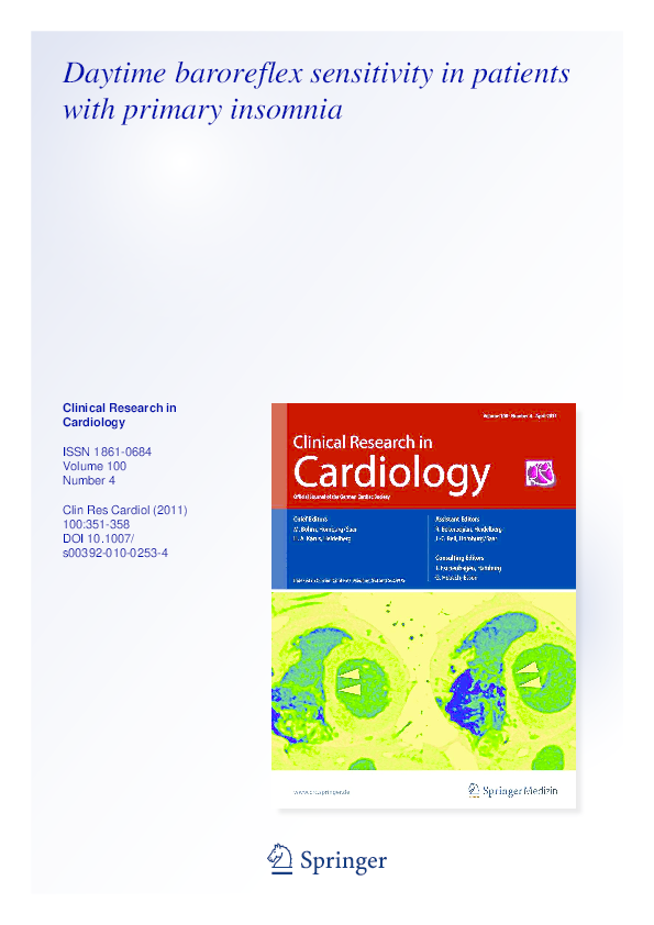(PDF) Daytime baroreflex sensitivity in patients with primary insomnia ...