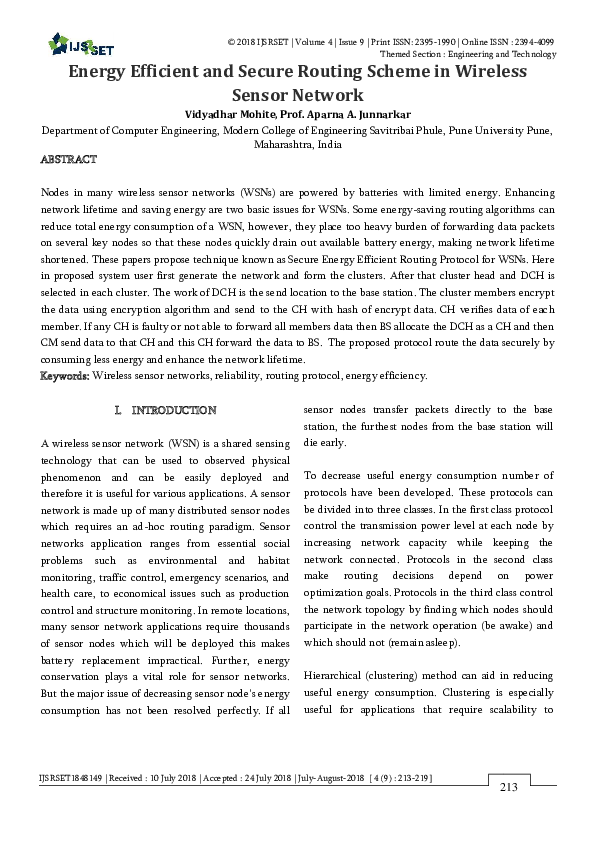 Pdf Energy Efficient And Secure Routing Scheme In Wireless Sensor Network 0205