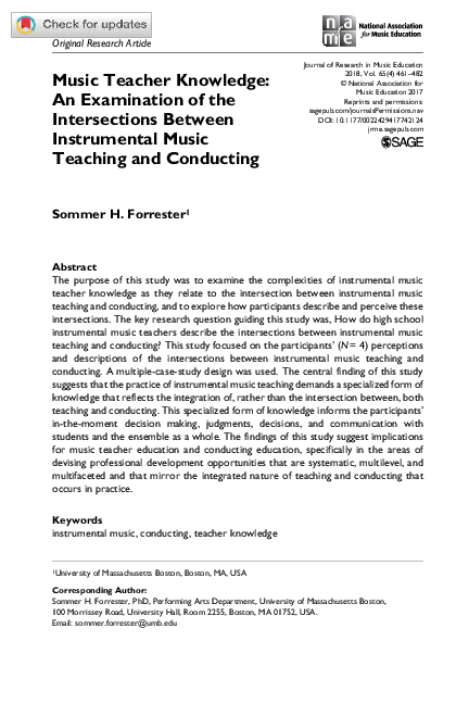 (PDF) Music Teacher Knowledge: An Examination of the Intersections ...