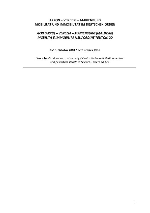 (PDF) Acri (Akko) – Venezia – Marienburg (Malbork) Mobilità e Immobilità nell'Ordine Teutonico ...