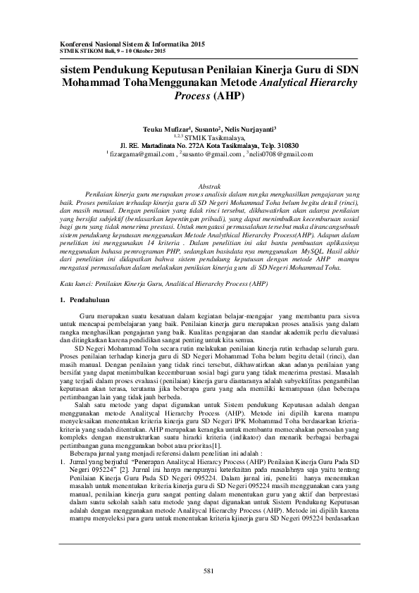 (PDF) Sistem Pendukung Keputusan Penilaian Kinerja Guru di SDN Mohammad Toha Menggunakan Metode ...