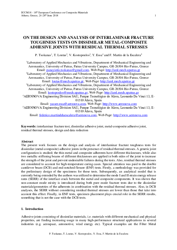 (PDF) On the design and analysis of interlaminar fracture toughness ...