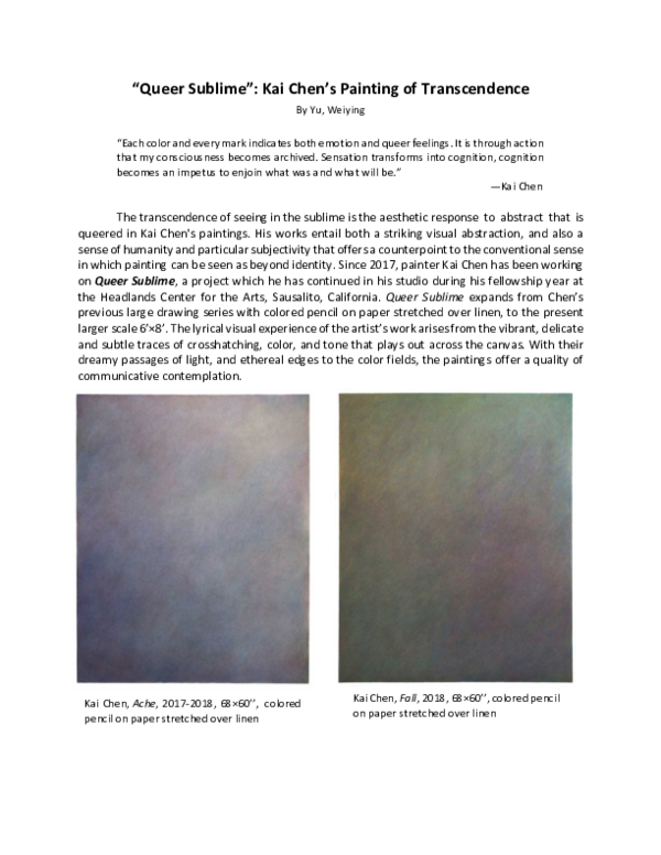(PDF) " Queer Sublime " : Kai Chen's Painting of Transcendence