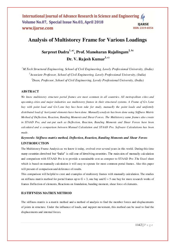 (PDF) Analysis of Multistorey Frame for Various Loadings
