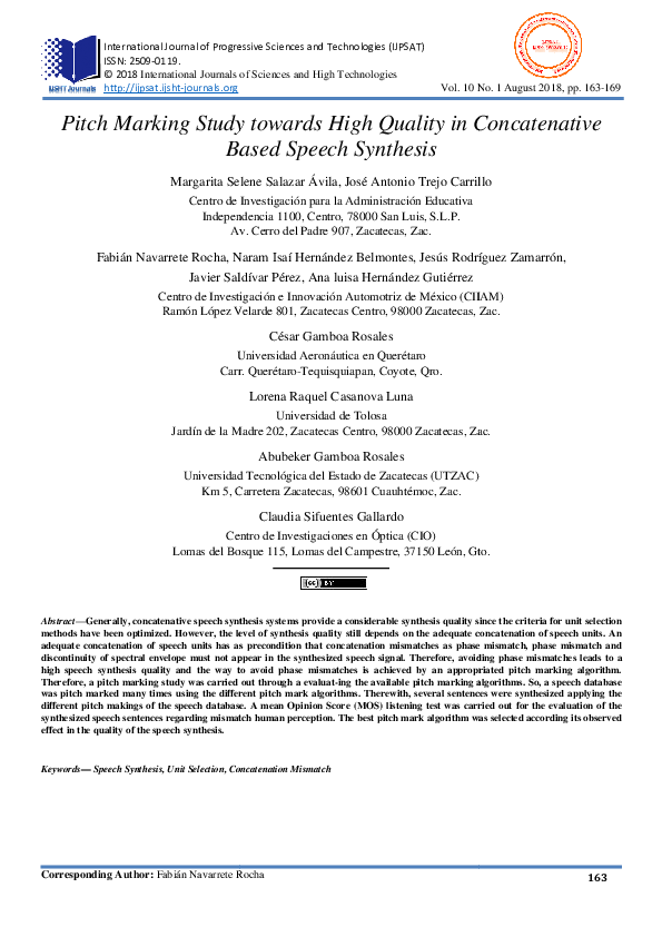 (PDF) Pitch Marking Study towards High Quality in Concatenative Based Speech Synthesis