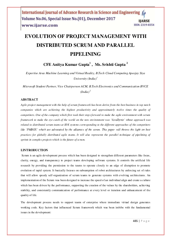 (PDF) EVOLUTION OF PROJECT MANAGEMENT WITH DISTRIBUTED SCRUM AND ...