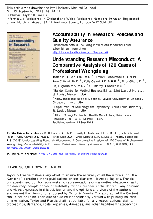 (PDF) Understanding Research Misconduct: A Comparative Analysis of 120 ...