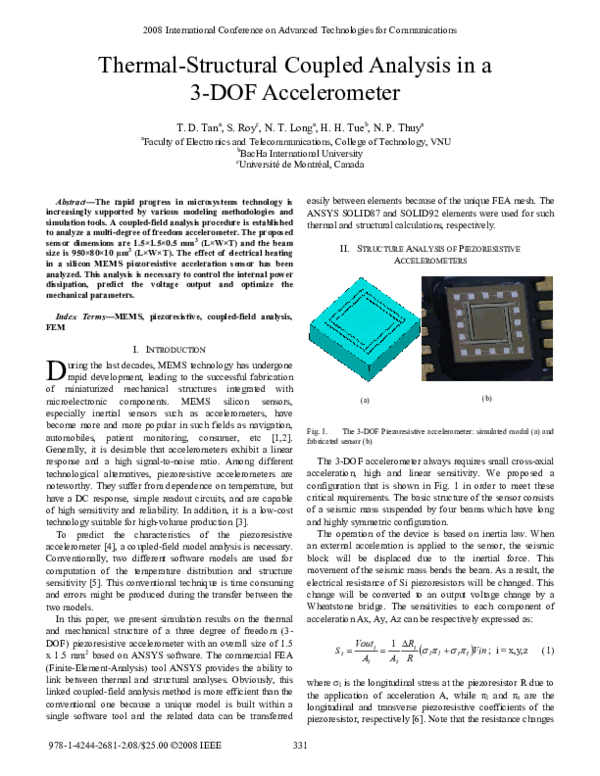 (PDF) Thermal-structural coupled analysis in a 3-DOF accelerometer (PDF) Thermal-structural coupled analysis in a 3-DOF accelerometer