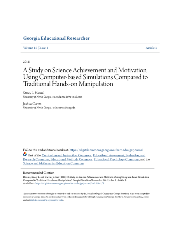 (PDF) A Study on Science Achievement and Motivation Using Computer-based Simulations Compared to ...