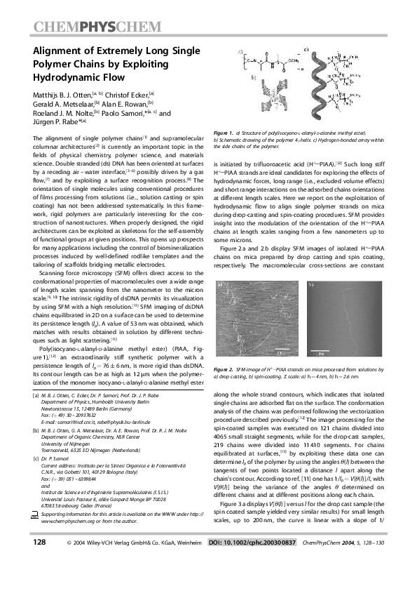 (PDF) Alignment of Extremely Long Single Polymer Chains by Exploiting ...