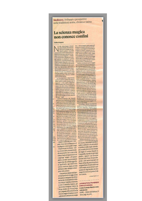 (PDF) BookReview (Tullio Gregory, in Sole 24 Ore, on: La magia naturale ...