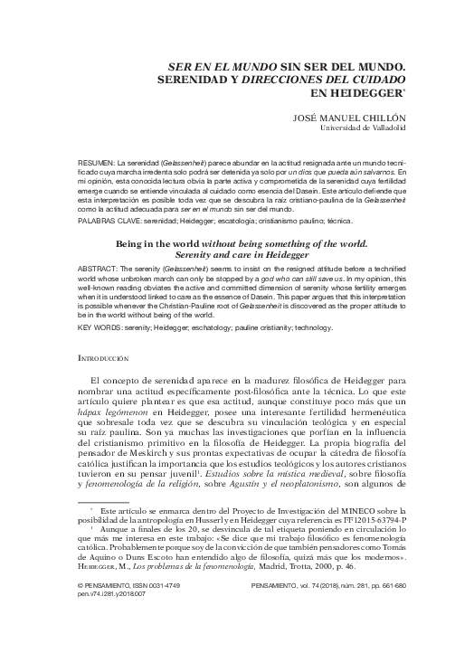 (PDF) Ser en el mundo sin ser del mundo