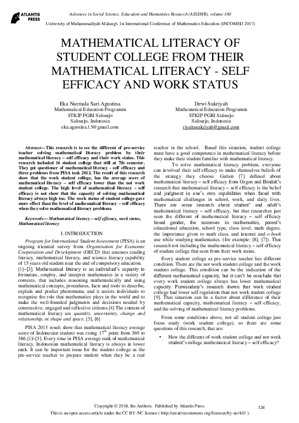 (PDF) MATHEMATICAL LITERACY OF STUDENT COLLEGE FROM THEIR MATHEMATICAL ...