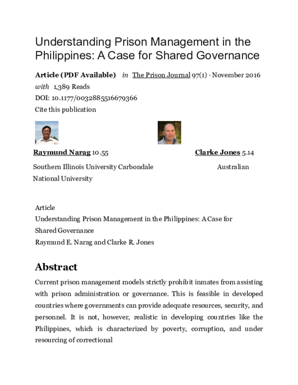 (DOC) Understanding Prison Management in the Philippines: A Case for ...