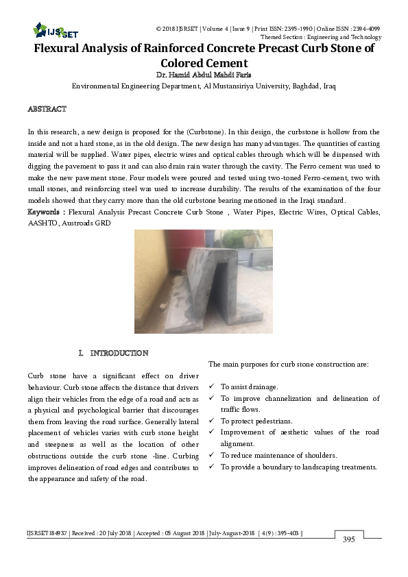 (PDF) Flexural Analysis of Rainforced Concrete Precast Curb Stone of ...