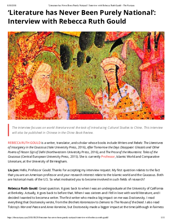 (PDF) 'Literature has Never Been Purely National': Interview with ...