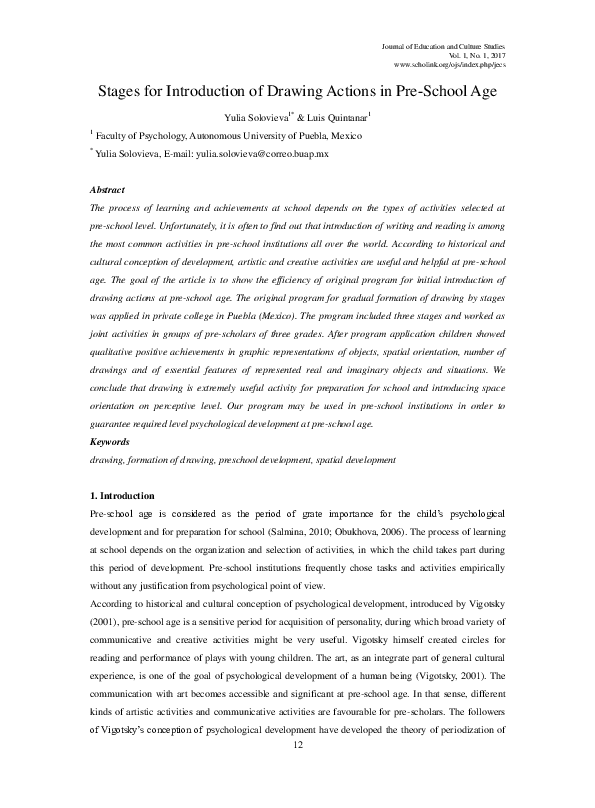 (PDF) Stages for Introduction of Drawing Actions in Pre-School Age