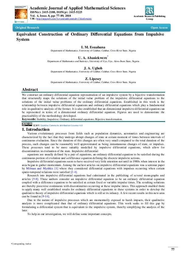 (PDF) Equivalent Construction of Ordinary Differential Equations from ...