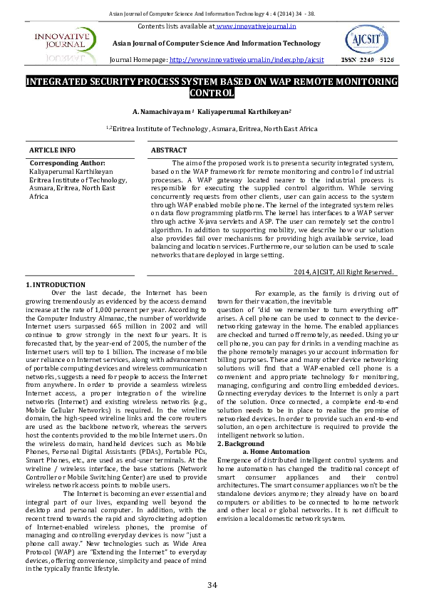 (PDF) INTEGRATED SECURITY PROCESS SYSTEM BASED ON WAP REMOTE MONITORING ...