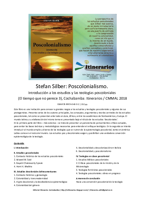 (PDF) Info sobre Libro Poscolonialismo