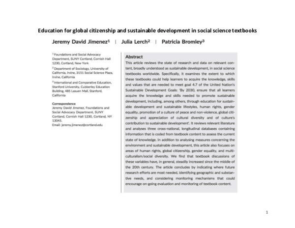 (PDF) Education for global citizenship and sustainable development in ...