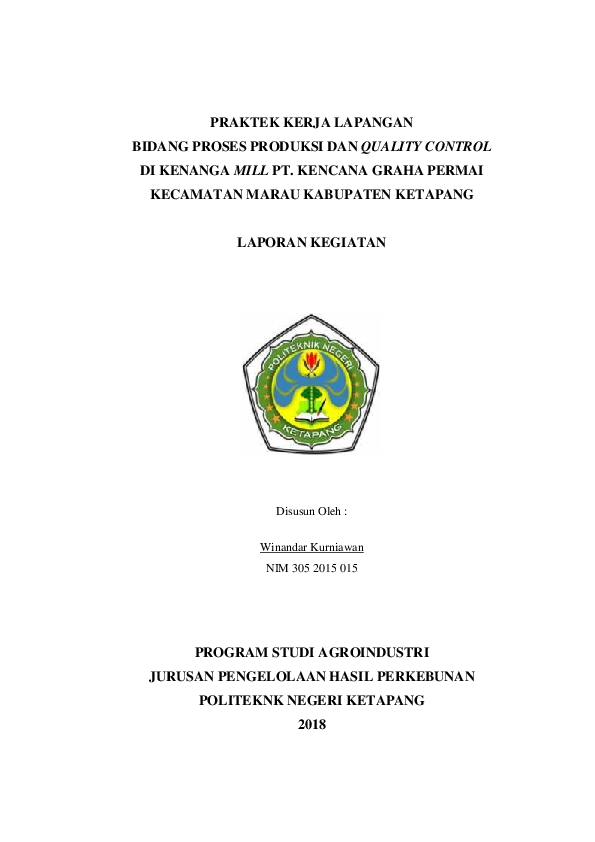 (PDF) PRAKTEK KERJA LAPANGAN BIDANG PROSES PRODUKSI DAN QUALITY CONTROL ...