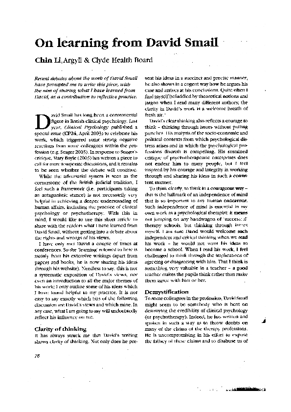 (PDF) Learning from David Smail
