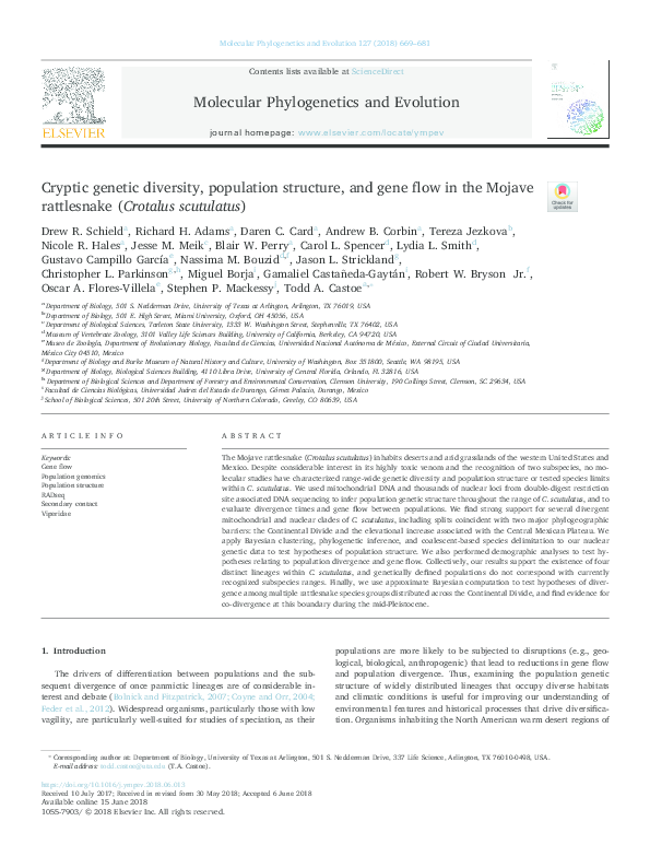 (PDF) Cryptic genetic diversity, population structure, and gene flow in ...