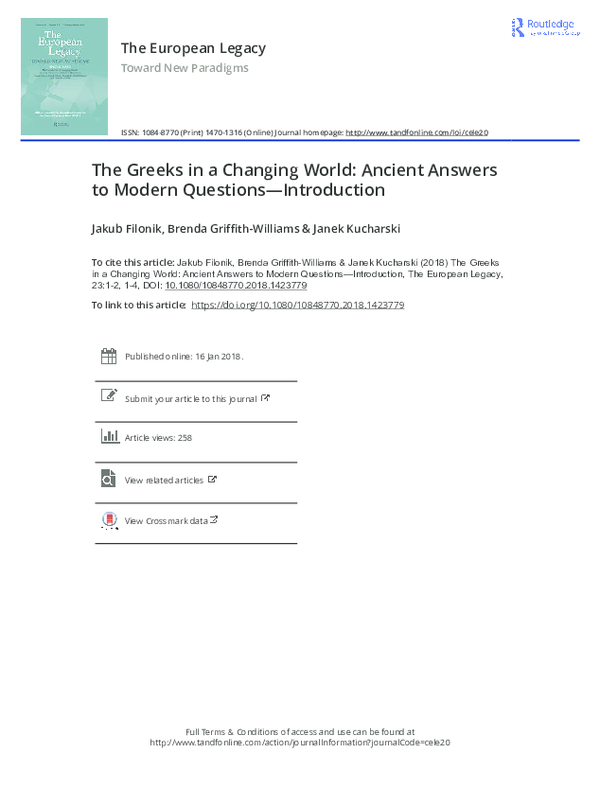 (PDF) The Greeks in a Changing World: Ancient Answers to Modern ...