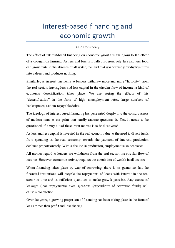 (PDF) Interest-based Financing and Economic Growth