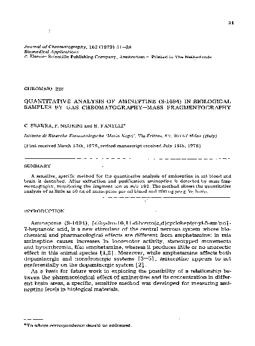 (PDF) Quantitative analysis of amineptine (S-1694) in biological ...