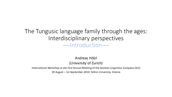(PDF) The Tungusic language family through the ages: Interdisciplinary ...