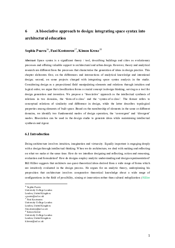 Pdf 6 A Bisociative Approach To Design Integrating Space Syntax Into
