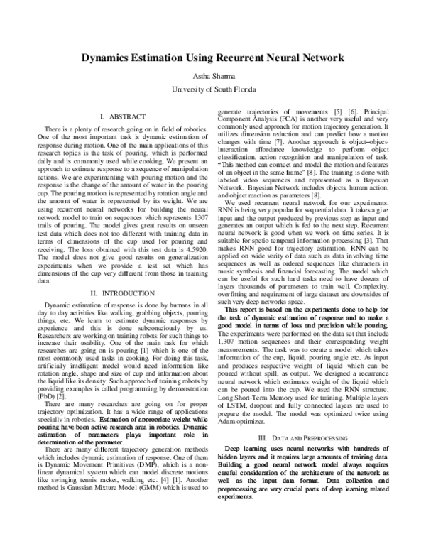 Pdf Dynamics Estimation Using Recurrent Neural Network